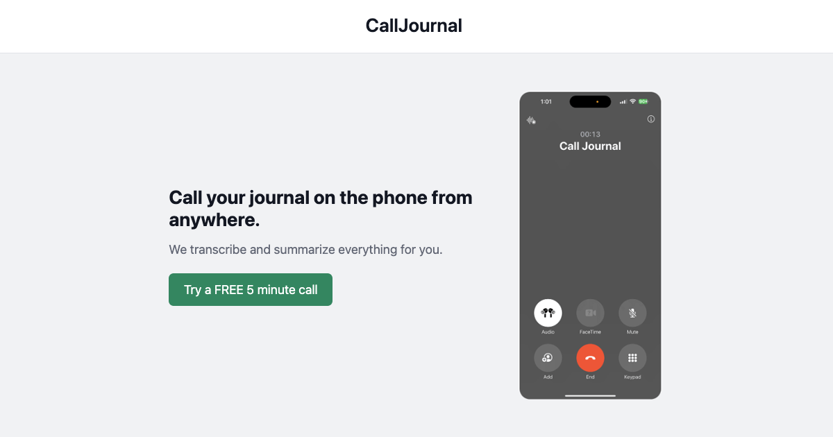 CallJournal - AI-Powered Phone Journaling | Call Your Journal From Anywhere